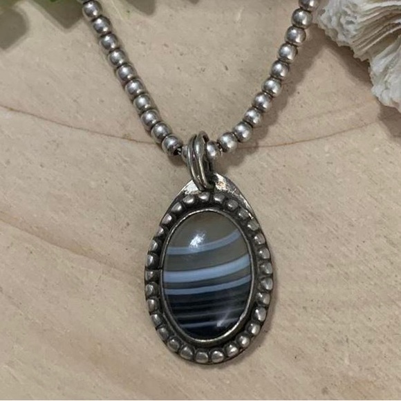 Native | Jewelry | Vintage Native American Black Banded Agate Sterling ...